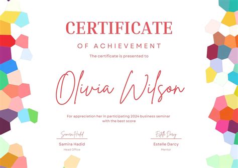 Commendation Certificate Template