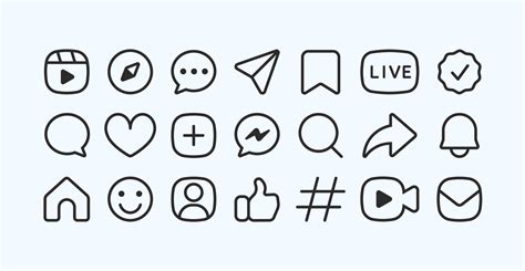 Set Of Outline Style Social Media Icon Elements 21459202 Vector Art At Vecteezy