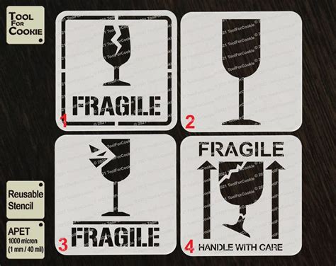 Fragile Stencil Fragile Symbol Packaging Stencil Glass Symbol Parcel Stencil Handle With