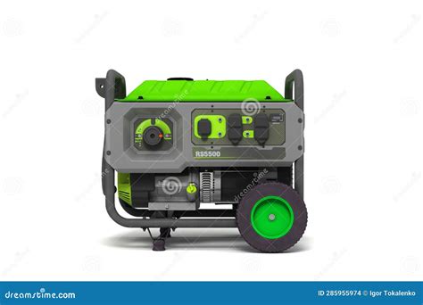 Modern Compact Electrical Generator Front View 3d Render On White Stock Illustration