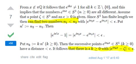 real analysis s {e {inx} mid n in mathbb z } where x notin pi