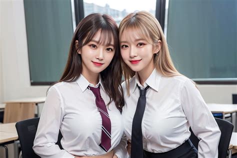 Ai로 교복입은 일란성 쌍둥이 사진 찍어주기