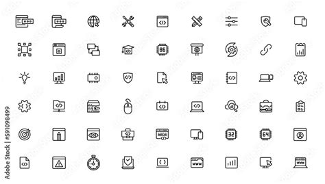 Software development icon collection. Programming coding icon set. Programmer and developer ...