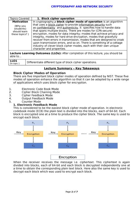 block cipher operation topics covered 1 block cipher operation