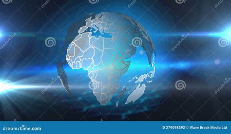 Animation Of Rotating Globe Over Lens Flares Against Abstract Background Stock Footage Video