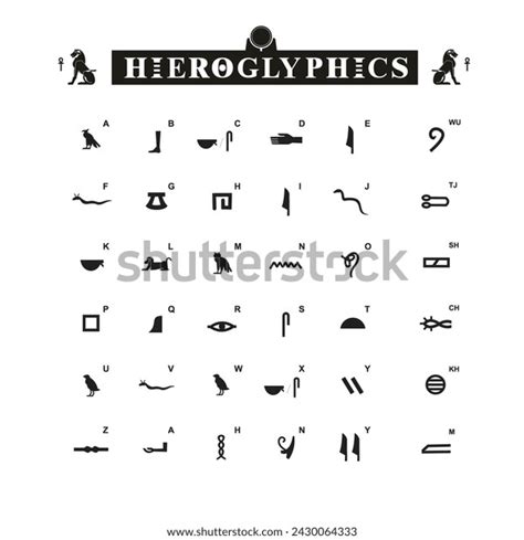 Hieroglyphic Alphabet Ancient Egyptian Script Symbols Stock Vector Royalty Free 2430064333 Hieroglyphic Alphabet Ancient Egyptian Script Symbols Stock Vector Royalty Free 2430064333