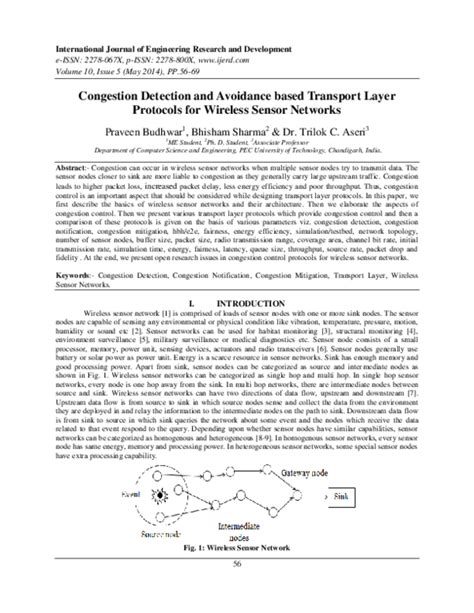 Pdf Congestion Detection And Avoidance Based Transport Layer Protocols For Wireless Sensor