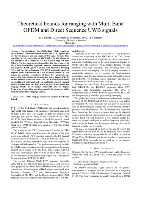 pdf theoretical bounds for ranging with multi band ofdm and direct