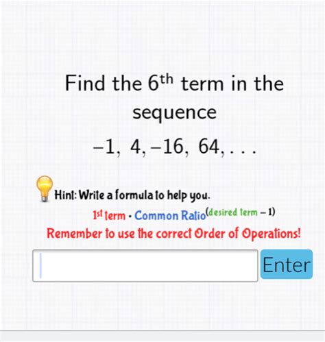 solved find the 6 th term in the sequence 1 4 16 64 hint