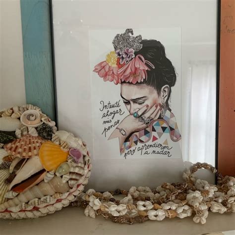 Its About Lola Boutique Art Frida With Quote I Tried To Drown My