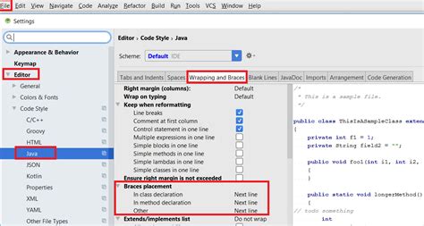 Changing The Style Of Braces In Android Studio Stack Overflow
