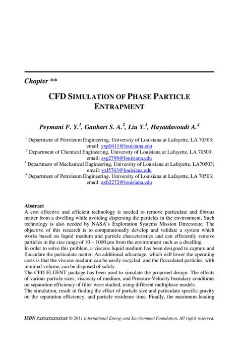 pdf cfd simulation of phase particle entrapment chapter