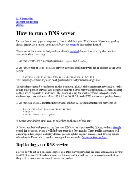 Tinydns Configure Pdf Domain Name System World Wide Web