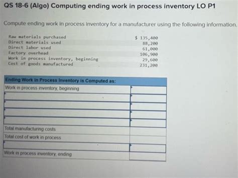 solved qs 18 6 algo computing ending work in process