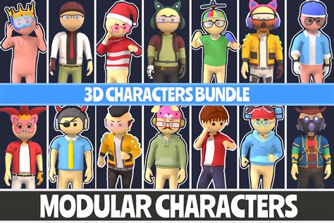 Modular 3d Characters Bundle 3d Humanoids Unity Asset Store