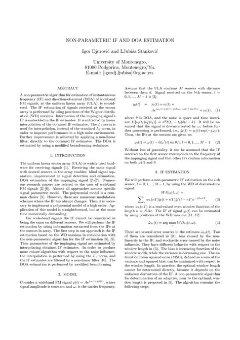 Pdf Nonparametric If And Doa Estimation