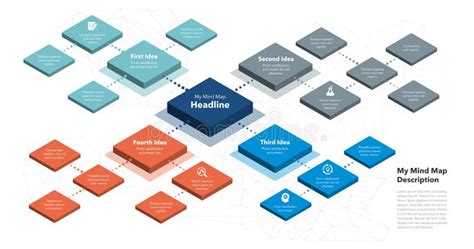 Simple Infographic For Isometric Mind Map Visualization Template Stock