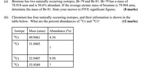 Solved A Bromine Has Two Naturally Occurring Isotopes