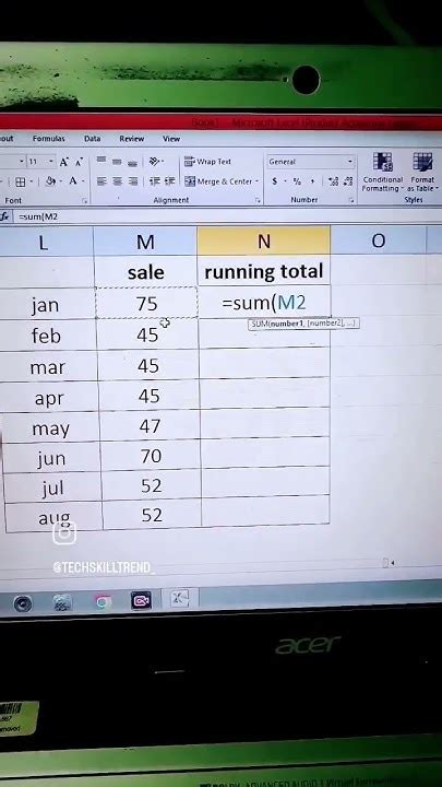 running total youtube exceltech exceltutorial youtubeshorts youtube