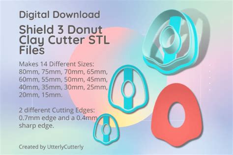 Shield 3 Donut Clay Cutter Earring Stl · Creative Fabrica