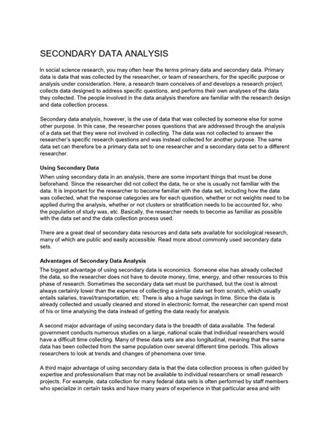 Secondary Data Analysis File Note Pdf Intelligence Analysis Data