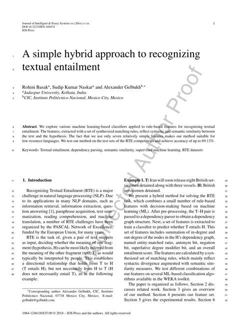 Pdf A Simple Hybrid Approach To Recognizing Textual Entailment