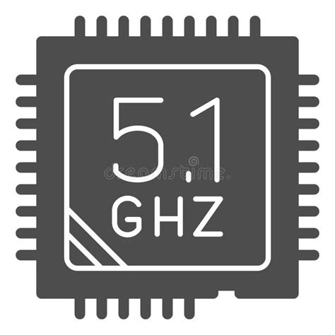 Modern Powerful Processor Solid Icon Computer Microchip Cpu Overlock Symbol Glyph Style