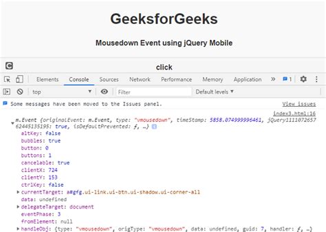 Jquery Mobile Vmousedown Event Geeksforgeeks Jquery Mobile Vmousedown Event Geeksforgeeks