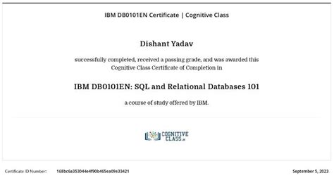 Dishant Yadav On Linkedin Hey I Just Completed The Online Crash Course For Sql And Relational