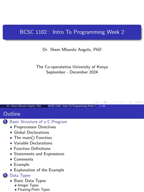 bcsc 1102 introduction to programming lecture 2 ppt pdf integer