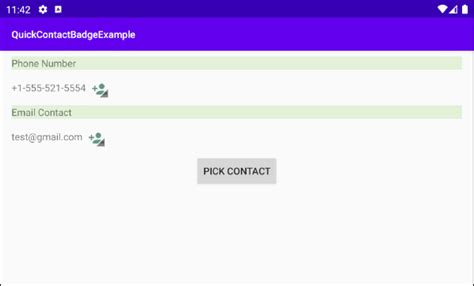 Android Quickcontactbadge