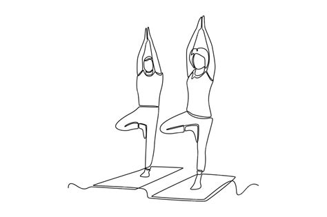 Premium Vector Continuous One Line Drawing Yoga Class Session Class