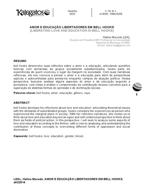 amor e educação em bell hooks pdf amor sociologia