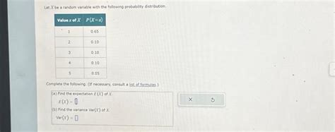 Solved Let X Be A Random Variable With The Following