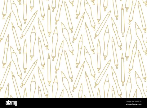 Golden Seamless Pattern With Japanese Writing Brushes Vector