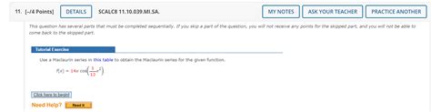 Solved 11 [ 14 Points] Details Scalc8 11 10 039 Mi Sa My