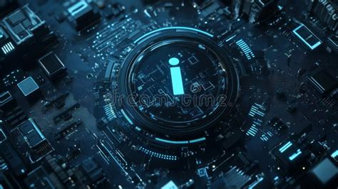 Data Flows Between The Cpu And Users Across A Futuristic Motherboard With An Info Symbol On A