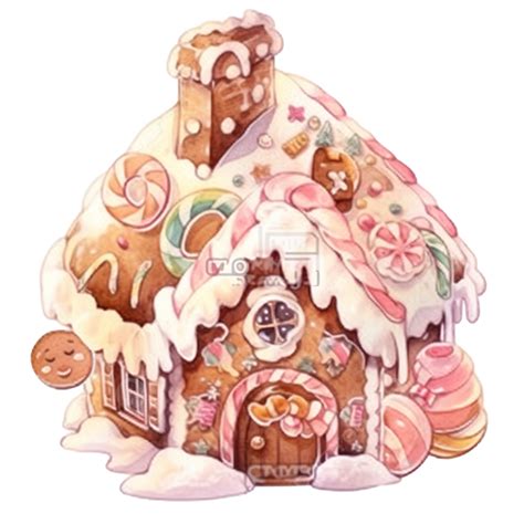 진저브레드 하우스와 크리스마스 과자 수채화 그림 사탕 달콤한 선물 Png 일러스트 및 이미지 에 대한 무료 다운로드
