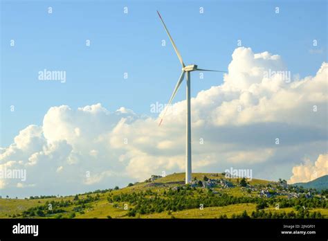 Wind Turbine Produce Electrical Green Energy From Kinetic Energy Tower
