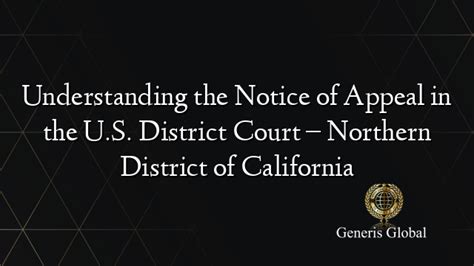 Understanding The Notice Of Appeal In The Us District Court