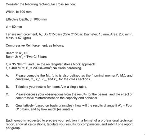 solved consider the following rectangular cross section