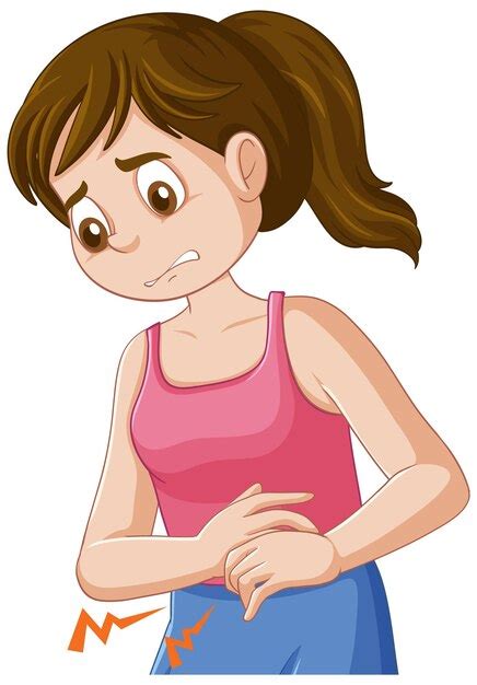 Chica De La Pubertad Que Tiene Calambres Estomacales Vector Gratis