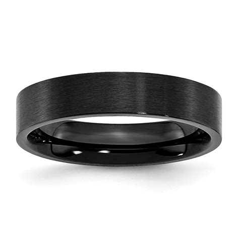 Chisel Stainless Steel Brushed Black Ip Plated 5mm Flat Band