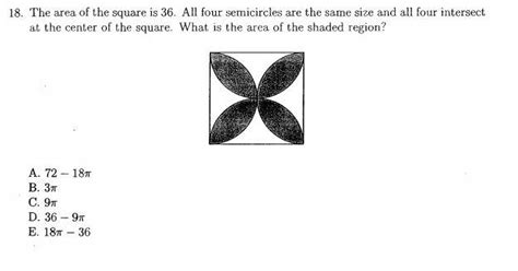 Solved 18 The Area Of The Square Is 36 All Four Chegg Com