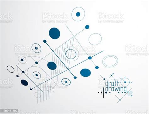 그래픽 및 웹 디자인에 사용하기 위한 기술 계획 추상 엔지니어링 초안 라인과 원으로 만든 산업 시스템의 벡터 드로잉입니다 0명에 대한 스톡 벡터 아트 및 기타 이미지