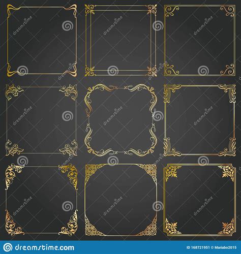 Frames And Borders Square Decorative Set Vector Stock Vector Illustration Of Floral