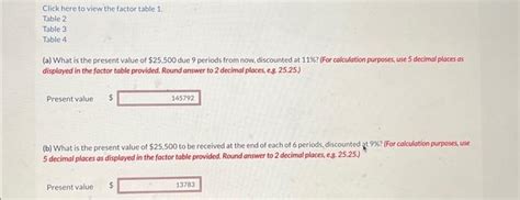 Solved Click here to view the factor table 1. Table 2 Table | Chegg.com