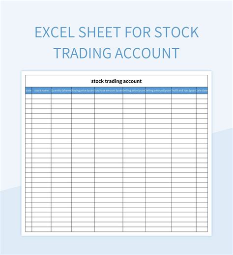 Excel Sheet For Stock Trading Account Excel Template And Google Sheets File For Free Download