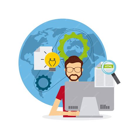 소프트웨어 개발자 및 프로그래머 프리미엄 벡터