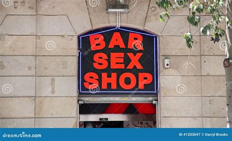 Bar Sex Shop Sign On Stone Wall Stock Image Image Of Advertisement Barcelona 41203697